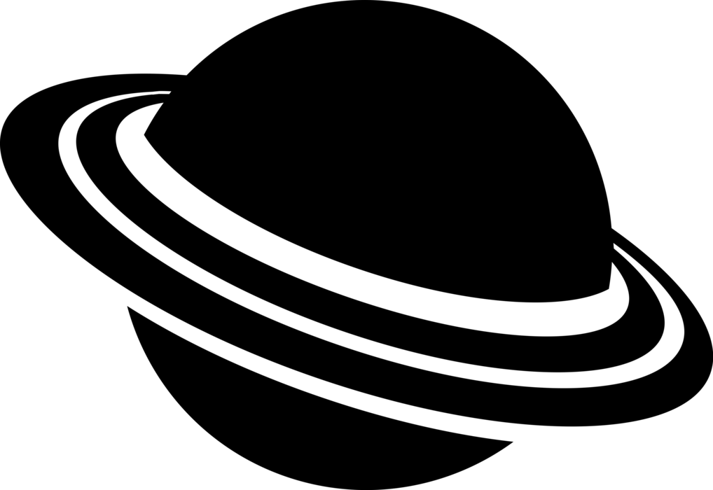 Vector Illustration Of Celestial Planet With Rings Clipart - Large Size ...