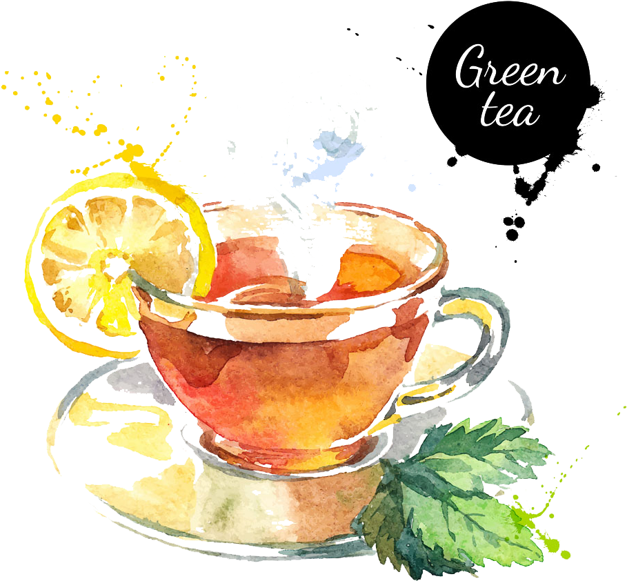 Svg Transparent Stock Green Tea Painting Lemon Transprent - Tea With ...