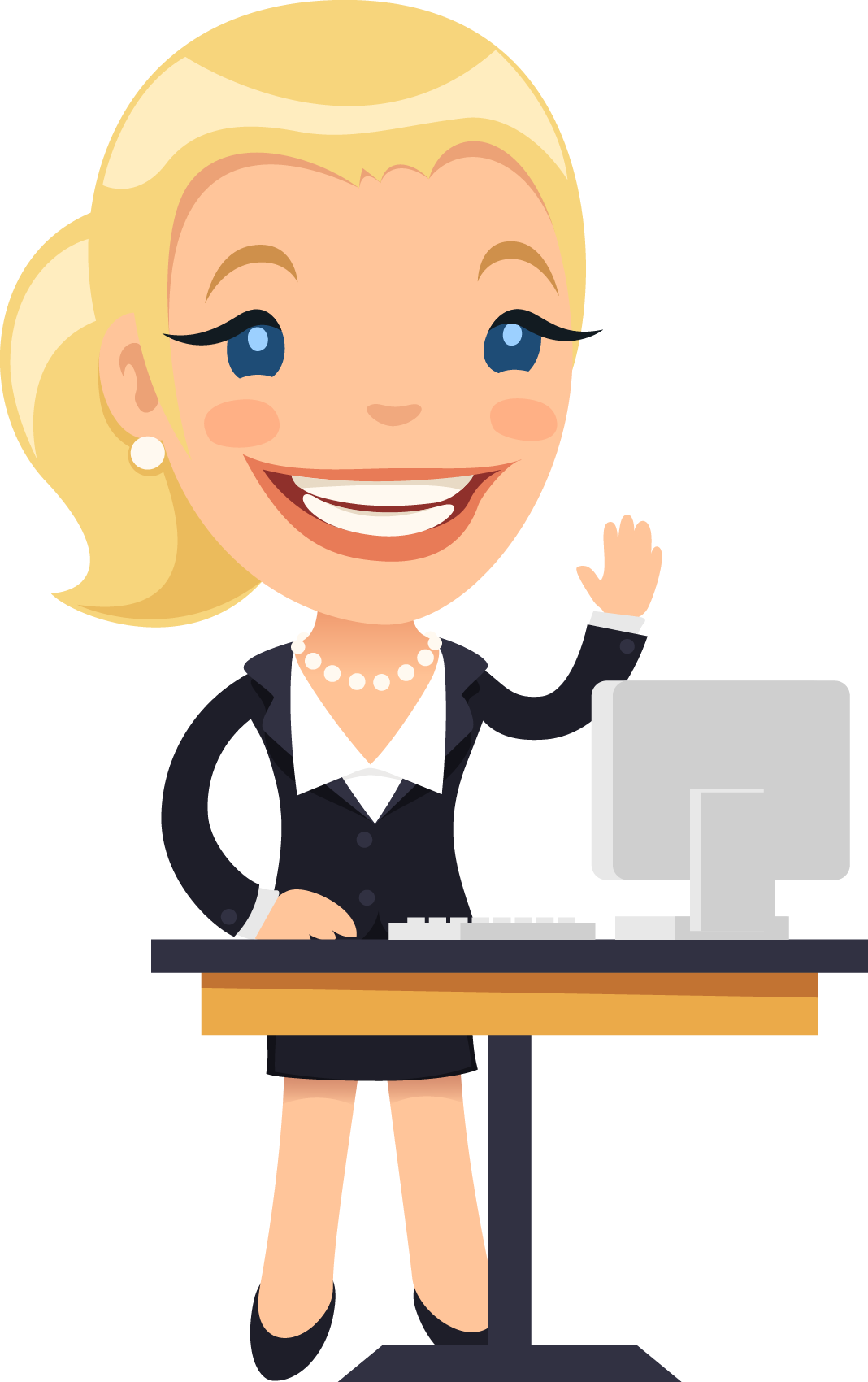 Cartoon Female Desk Illustration Foreign Companies รูป การ์ตูน พนักงาน ออฟฟิศ Clipart Large