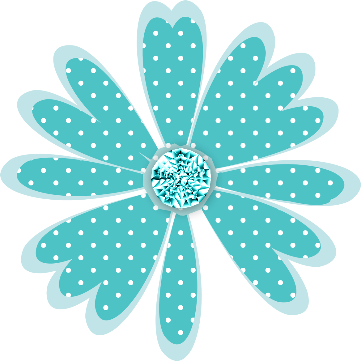 Polka Dot Daisy Turq B - Flower Border Line Clipart - Large Size Png ...