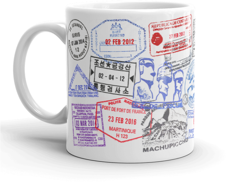 Custom Passport Stamp Coffee Mug The Travel Bible Shop - Coffee Cup ...