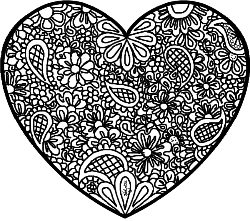 Free Png Download Abstract Heart Coloring Pages Png - Detailed Heart ...
