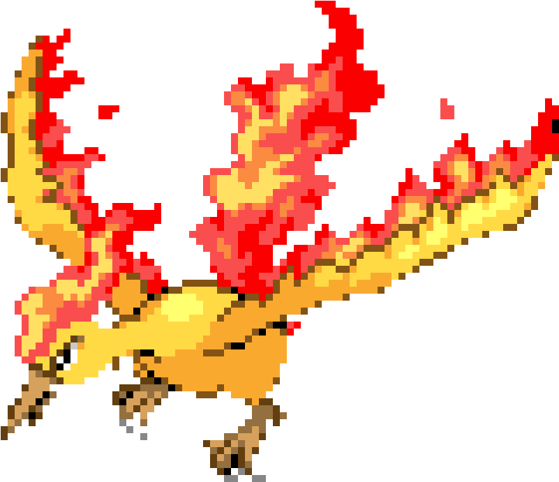 Moltres Pixel Art - Moltres Articuno Zapdos Sprites Clipart - Large ...