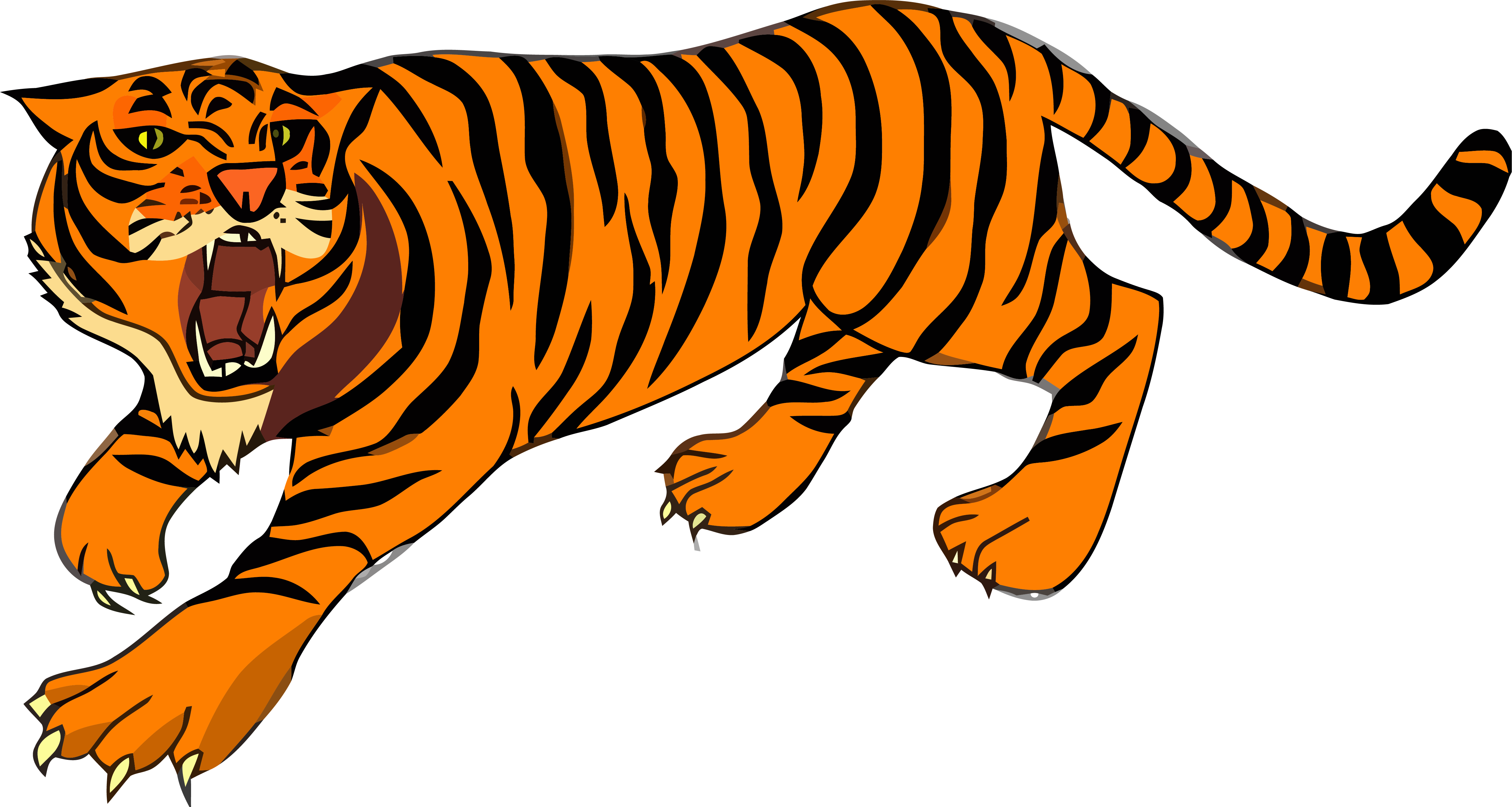 Tiger Roar Cartoon Drawing - Tiger Free Clipart - Png Download - Large ...