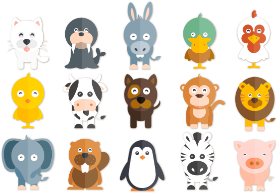 Happy Animals Illustrations Free Vector And Png The - Happy Animals ...