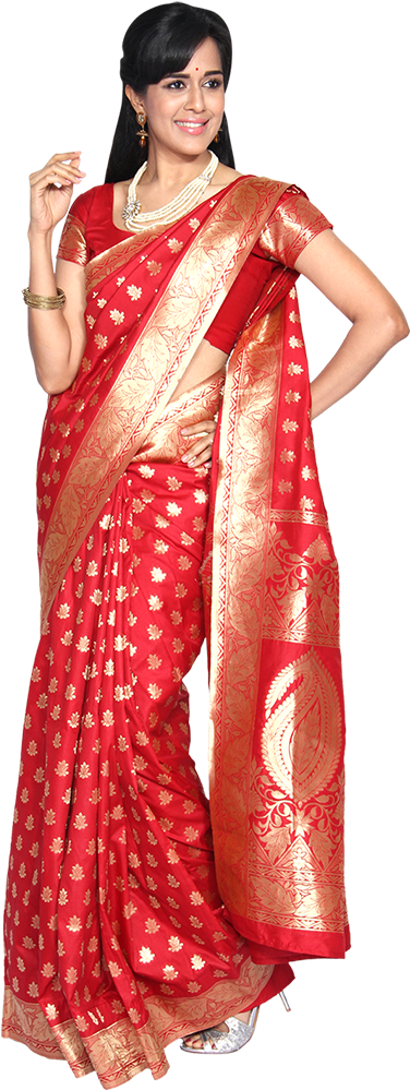 Arundathi Red Banarasi Silk Saree Clipart Large Size Png Image Pikpng