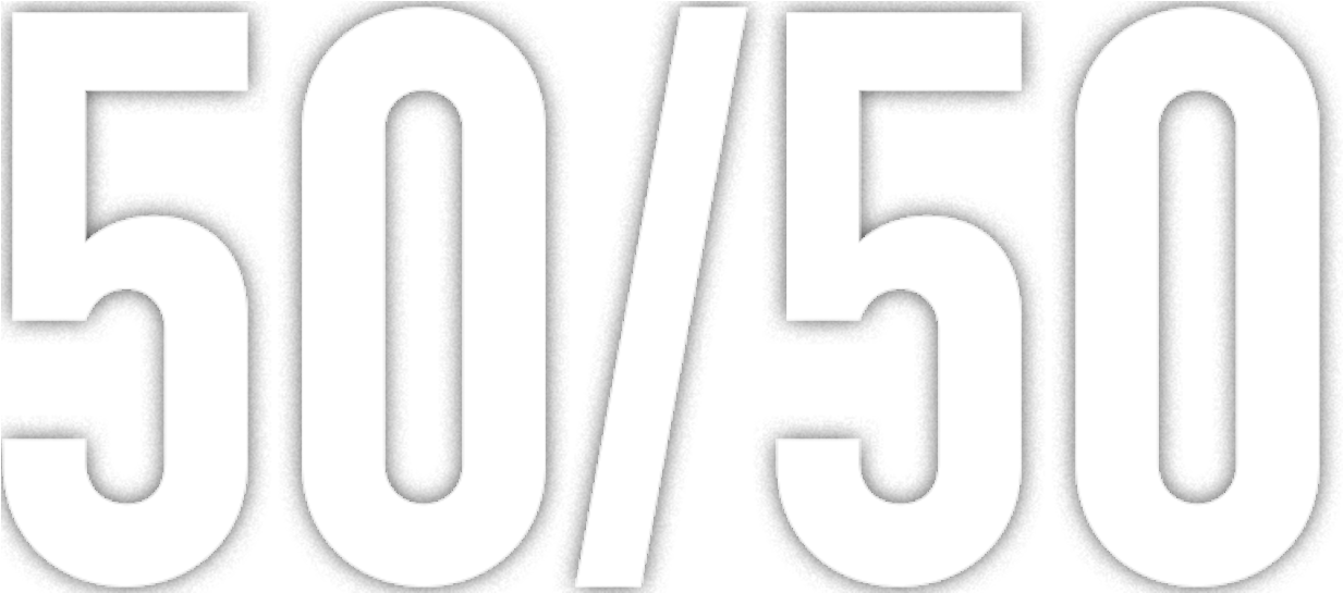 50/50 - Black-and-white Clipart - Large Size Png Image - PikPng