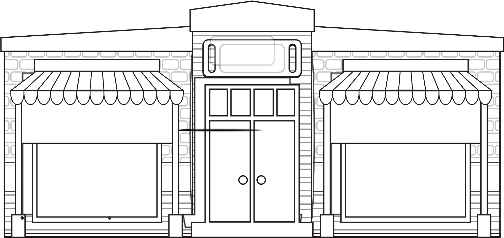 Store Fronts Shop 17 Black White Line Art 1969px 156 - Architecture ...