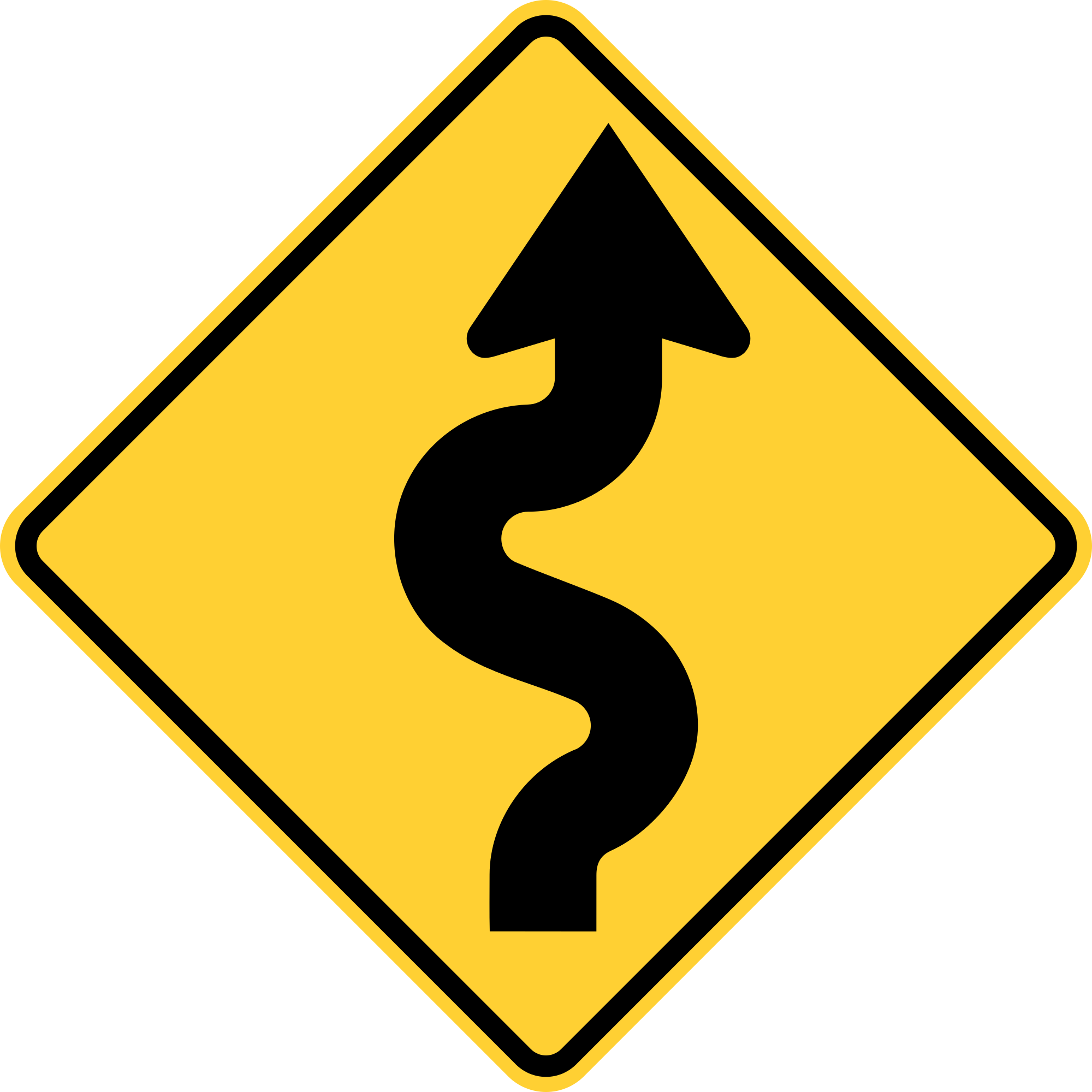 Caution Curves Ahead - Winding Road Sign Clipart - Large Size Png Image ...