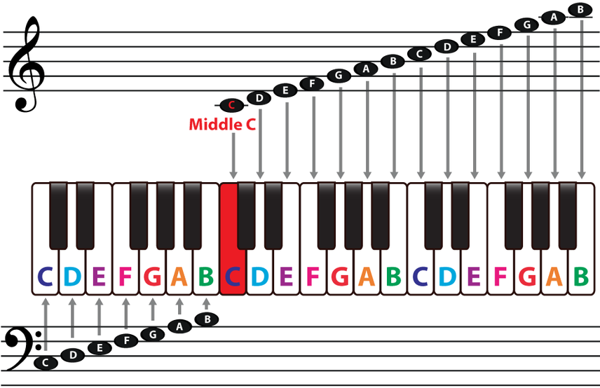 Music Note Keyboard - Keyboard Notes Middle C Clipart - Large Size Png ...