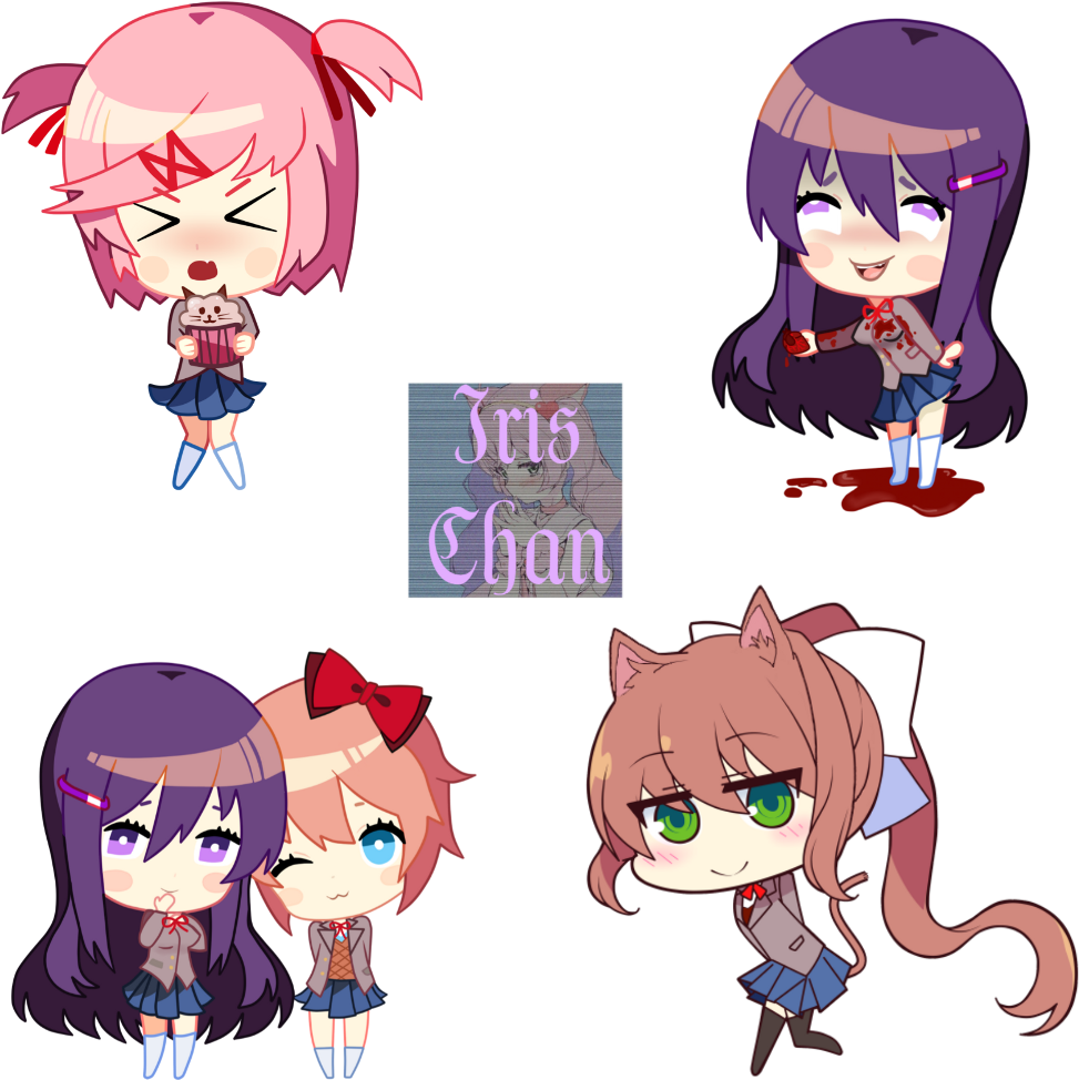 Ddlc Chibi Anime Monica Monika Yuri Sayori Natsuki - Doki Doki Yuri ...