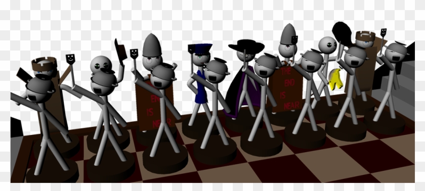 A Stickman-themed Chessboard Model With Colour And - Cartoon Clipart ...