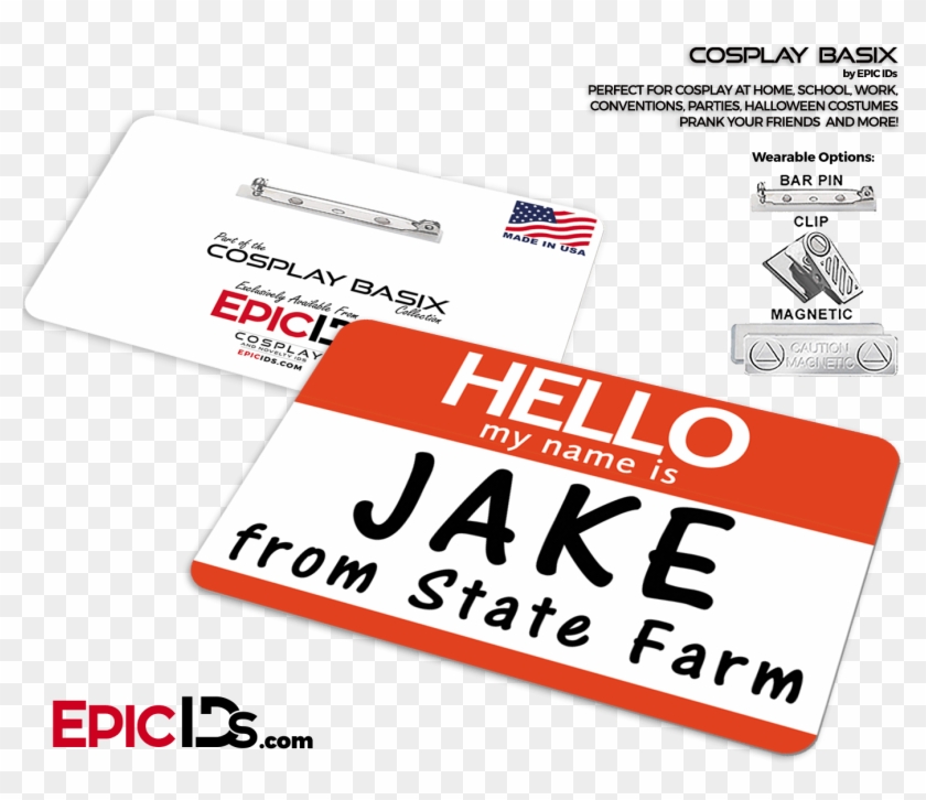 Jake State Farm Cosplay Id Badge - Paper Product Clipart (#1317258 ...
