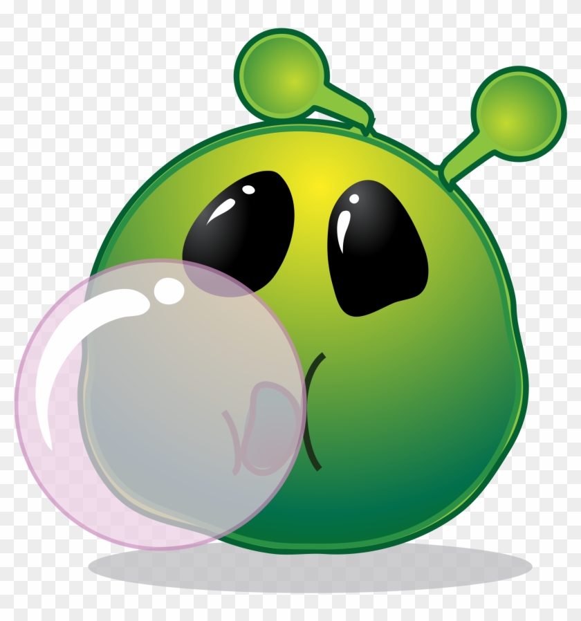 Alien Smiley Face Clip Art - Blow Bubble Gum Png Transparent Png ...