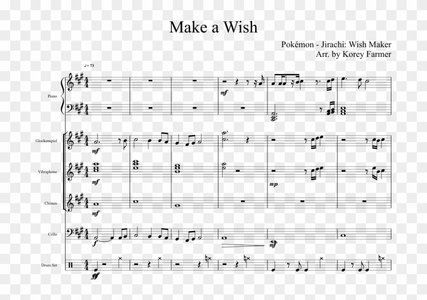 Make A Wish Sheet Music Composed By Pokémon - Sheet Music Clipart ...
