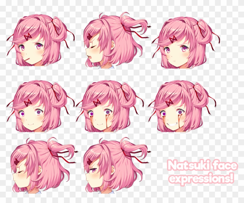 Download Free To Use Natsuki Face Expressions - Natsuki Head Sprites ...