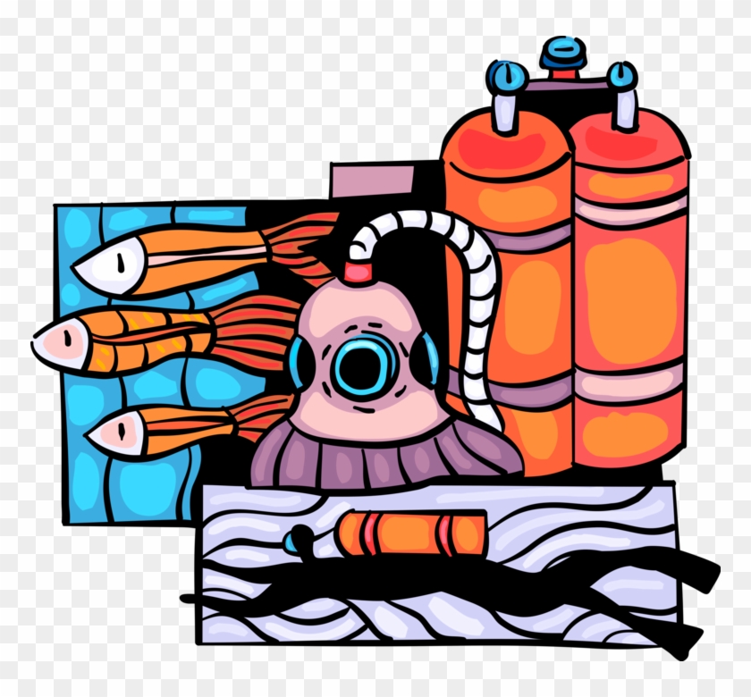 Vector Illustration Of Scuba Diver Diving In Ocean Clipart (#2124562 ...