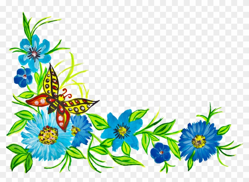 Free Download - Transparent Blue Flower Corner Png Clipart (#2361216 ...