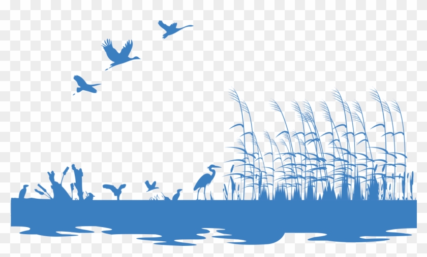 Wetland Silhouette Illustration Grass Painted Of Animals - Wetland ...