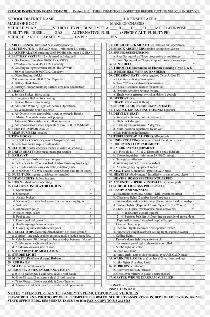 Download Class Cdl Pre Rip Inspection Checklist Form E2 80 93 - Class A ...