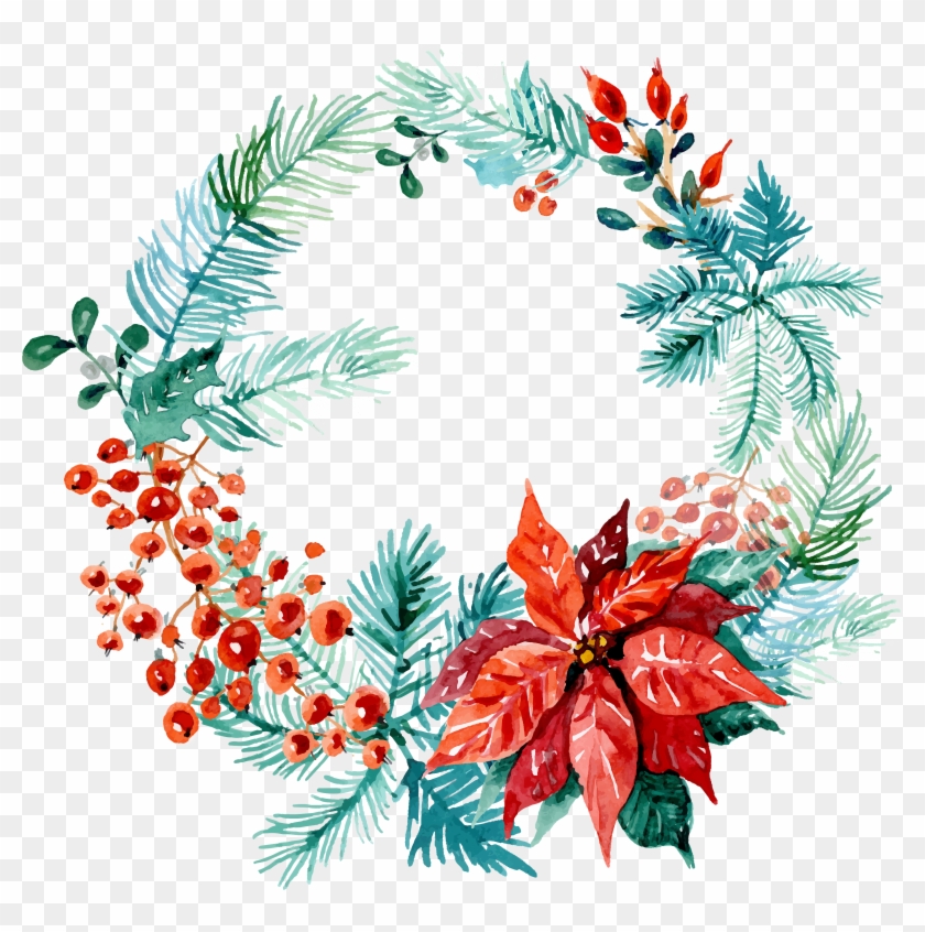 Free Christmas Watercolor Wreaths - Merry Christmas Watercolor Png ...