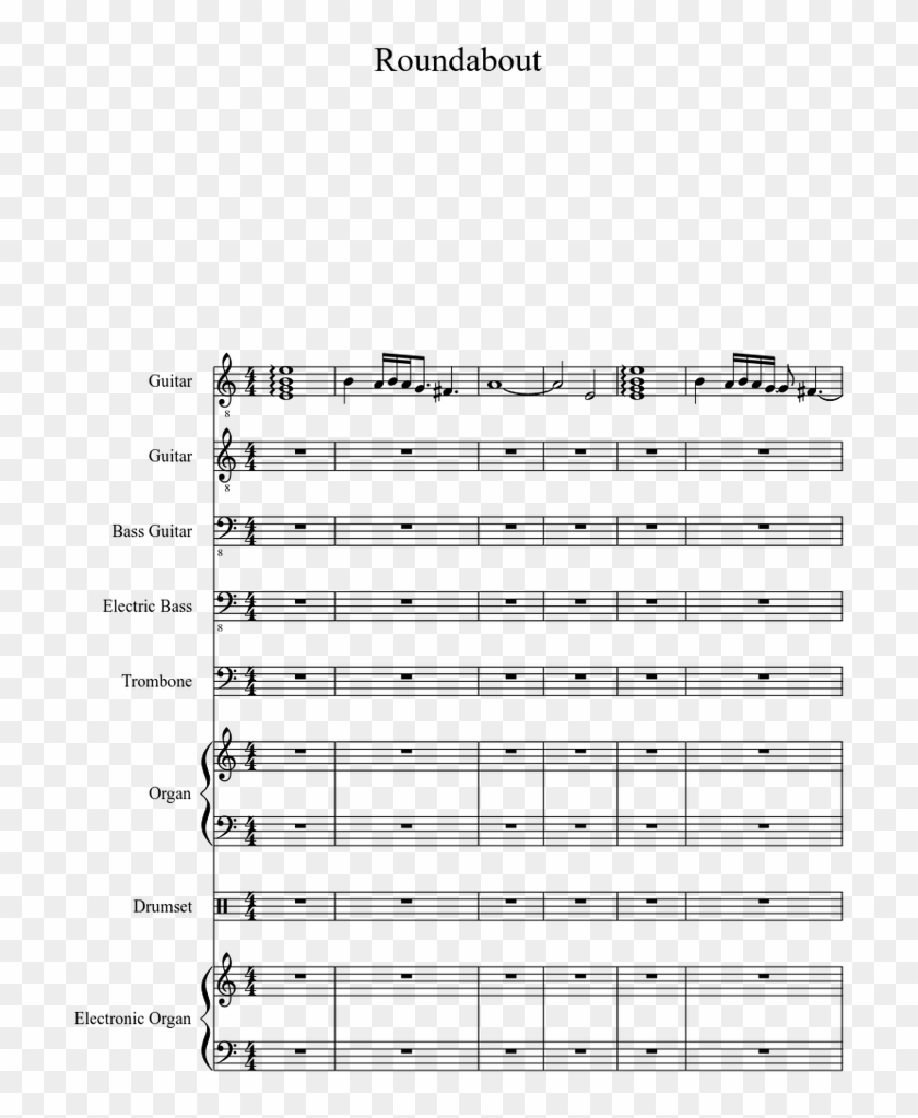 Roundabout Sheet Music For Guitar, Bass Download Free - Diagram Clipart ...