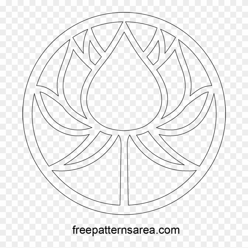 Printable Circle Lotus Out Line Art Template - Circle Clipart (#3217379 ...