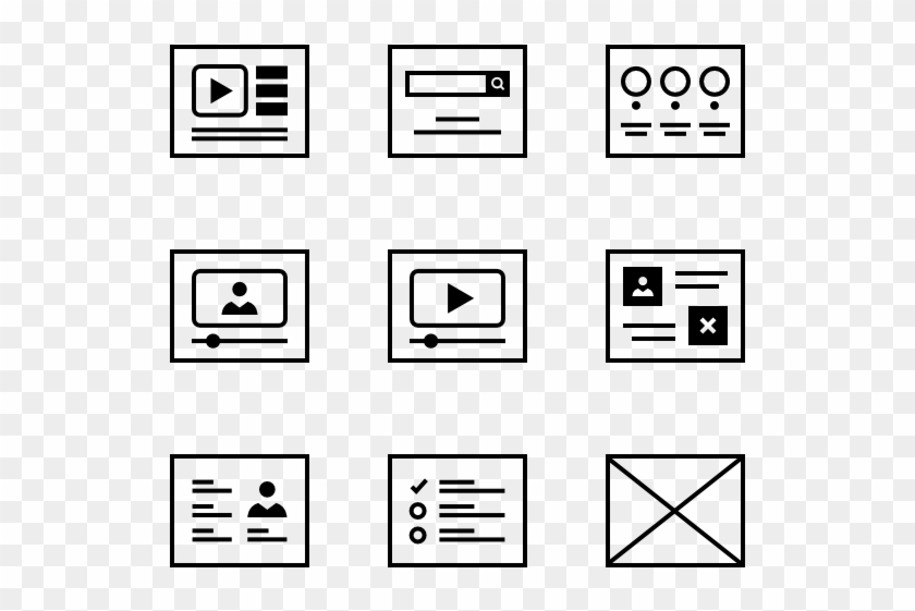 Wireframes Set - Wireframe Icons Clipart (#3337786) - PikPng