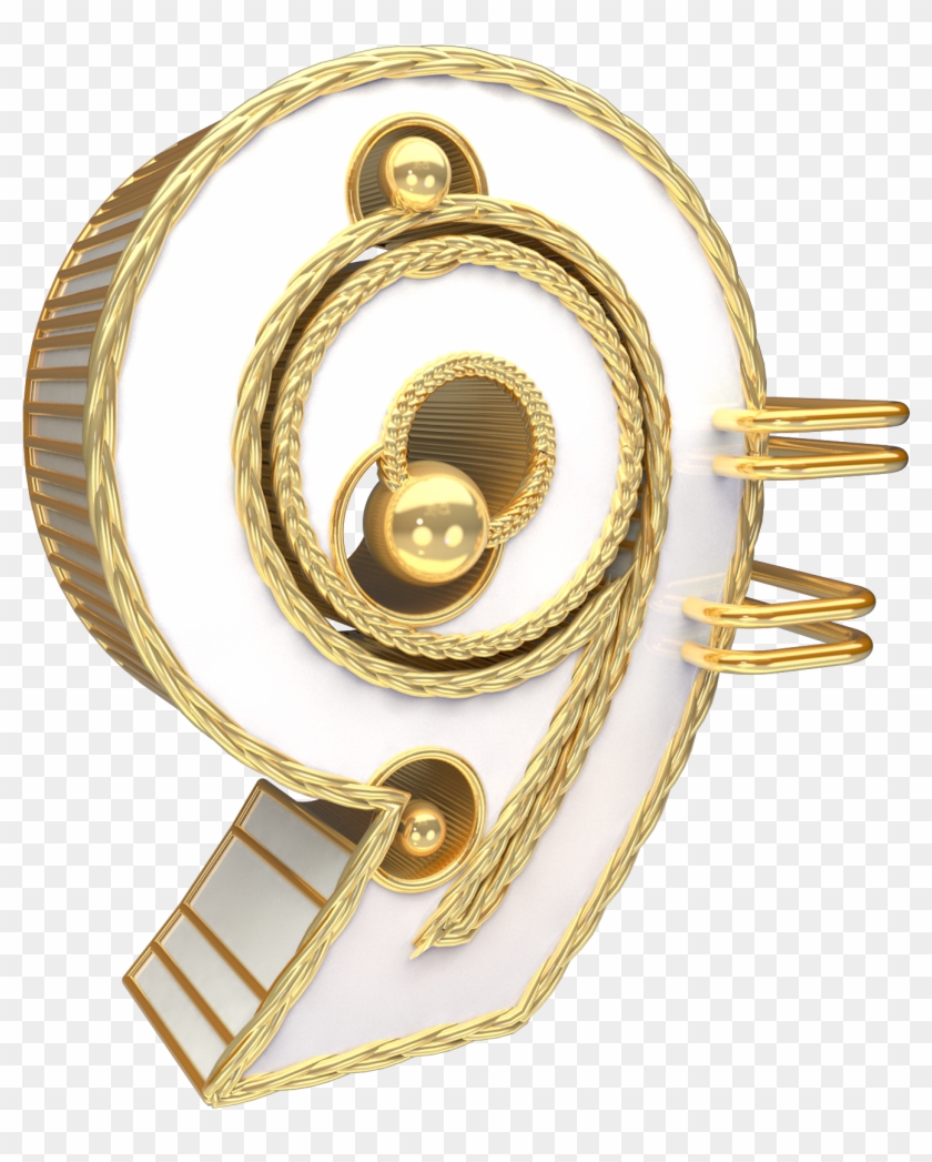 Download Original Font White Gold Number 9 3d Dimensional Characters ...