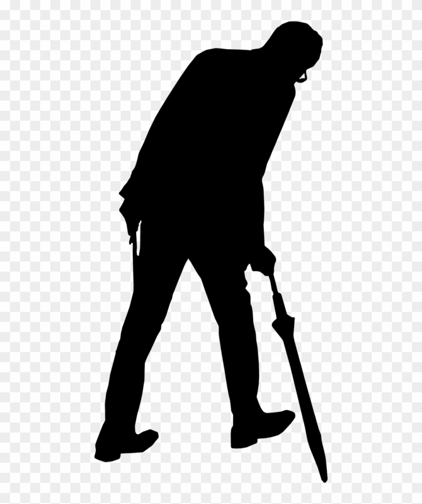 Download Stick,hunched Over, - Old Man Catching Umbrella Clipart Png ...