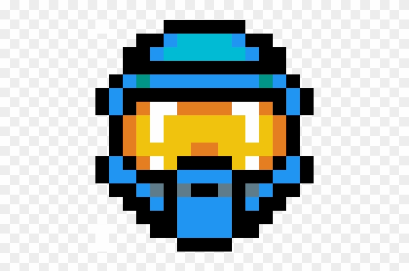 Halo Spartan Mask Blue - Master Chief Helmet Pixel Art Clipart ...