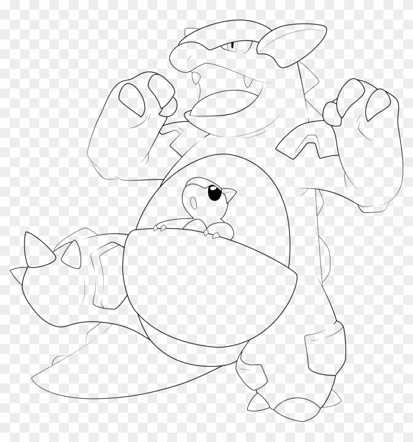 Download Kangaskhan Line-art By Alcadeas1 - Coloriage Pokemon Kangourex ...