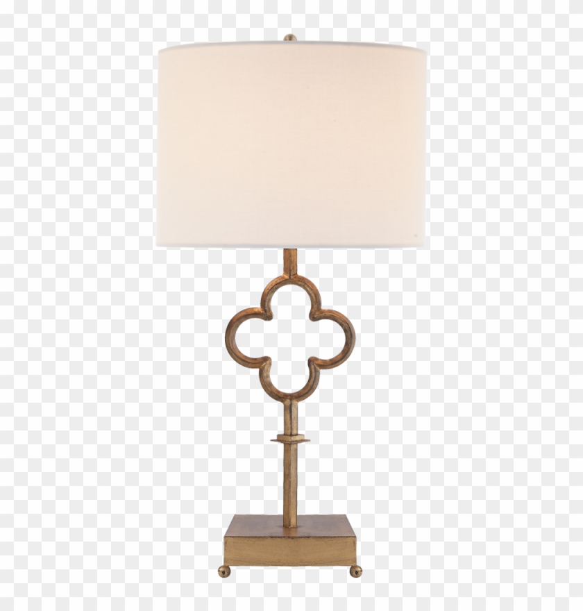 Quatrefoil Table Lamp In Gilded Iron With Linen - Lampshade Clipart ...