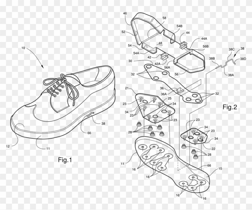 Golf Clipart Golf Shoe - Exploded View Of Shoe - Png Download (#4116318 ...