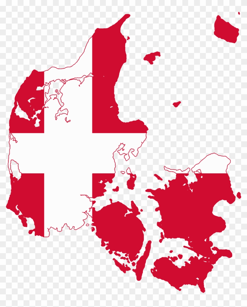 Flag Map Of Denmark - Denmark Flag Map Png Clipart (#4159116) - PikPng