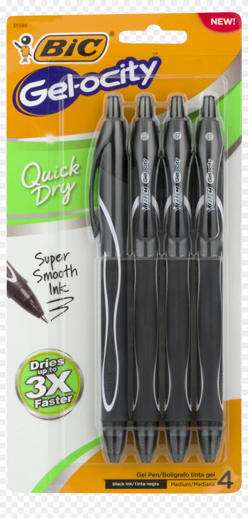 Bic Gelocity Quick Dry Retractable Gel Pen, Medium - Bic Clipart ...