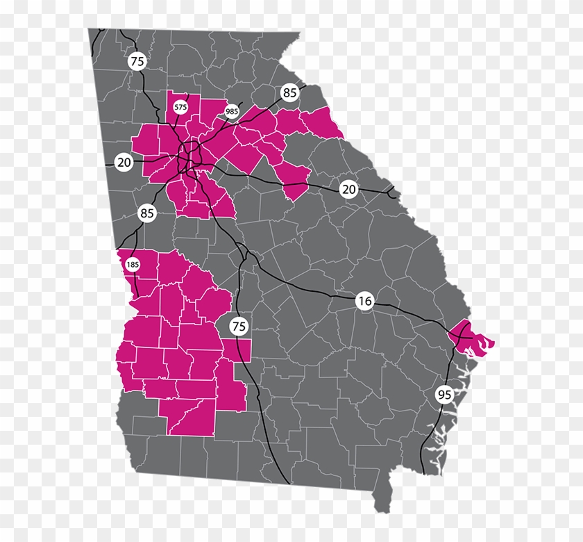 2018 Coverage Area Map - Georgia Clipart (#4383064) - PikPng