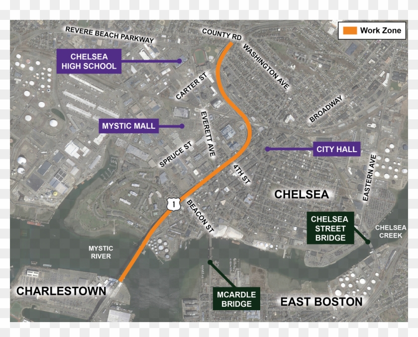 An Aerial Satellite Image Showing The Tobinbridge/chelsea - Map Clipart ...