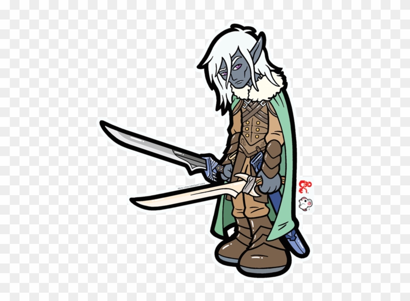 Ascq X D&d Ritchie Drizzt Sticker - Cartoon Clipart (#4495717) - PikPng