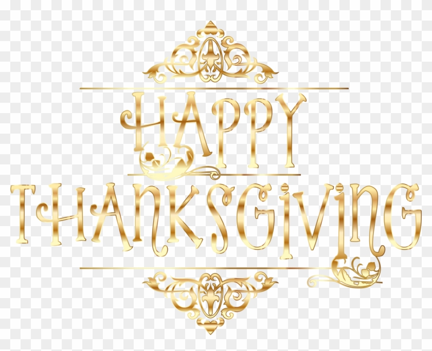 Gold Happy Thanksgiving Typography No Background Picture - Happy ...