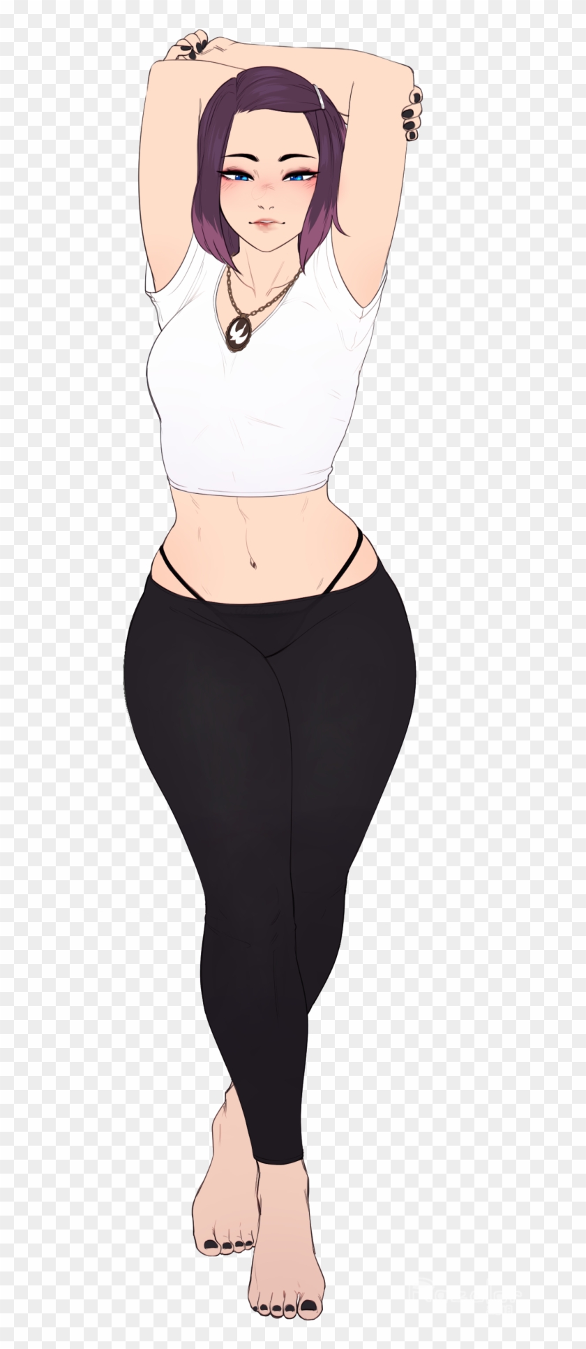 1girl 2018 Absurdres Arms Up Artist Name Barefoot Black Cartoon