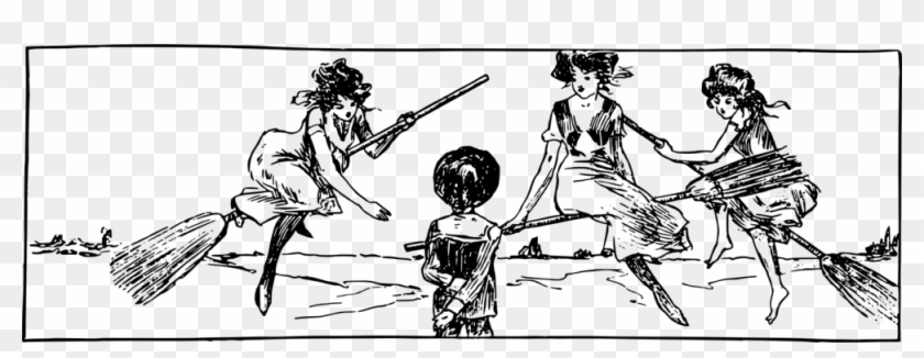 Drawing Witches On Brooms Clipart (#4638943) - PikPng