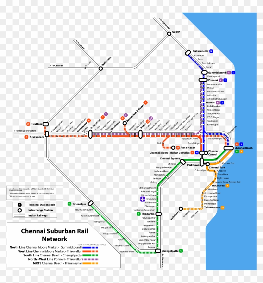 Download Chennai Suburban Rail Map - Chennai Electric Train Map Clipart ...