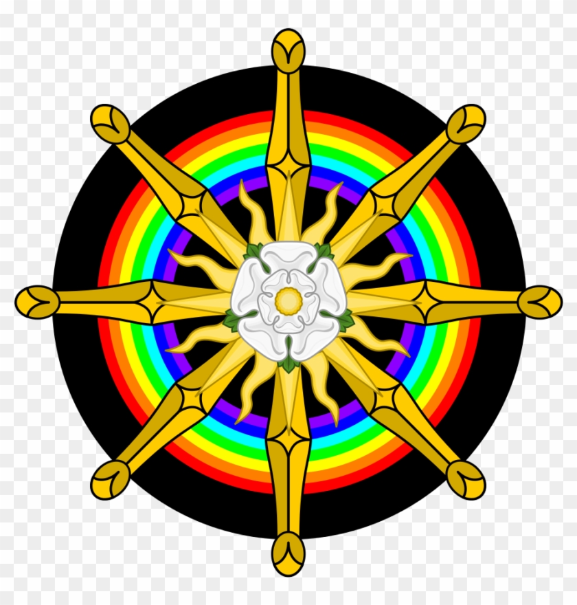 Rainbow White Rose Compass Wheel - Dharmachakra Gif Clipart (#4779814 ...