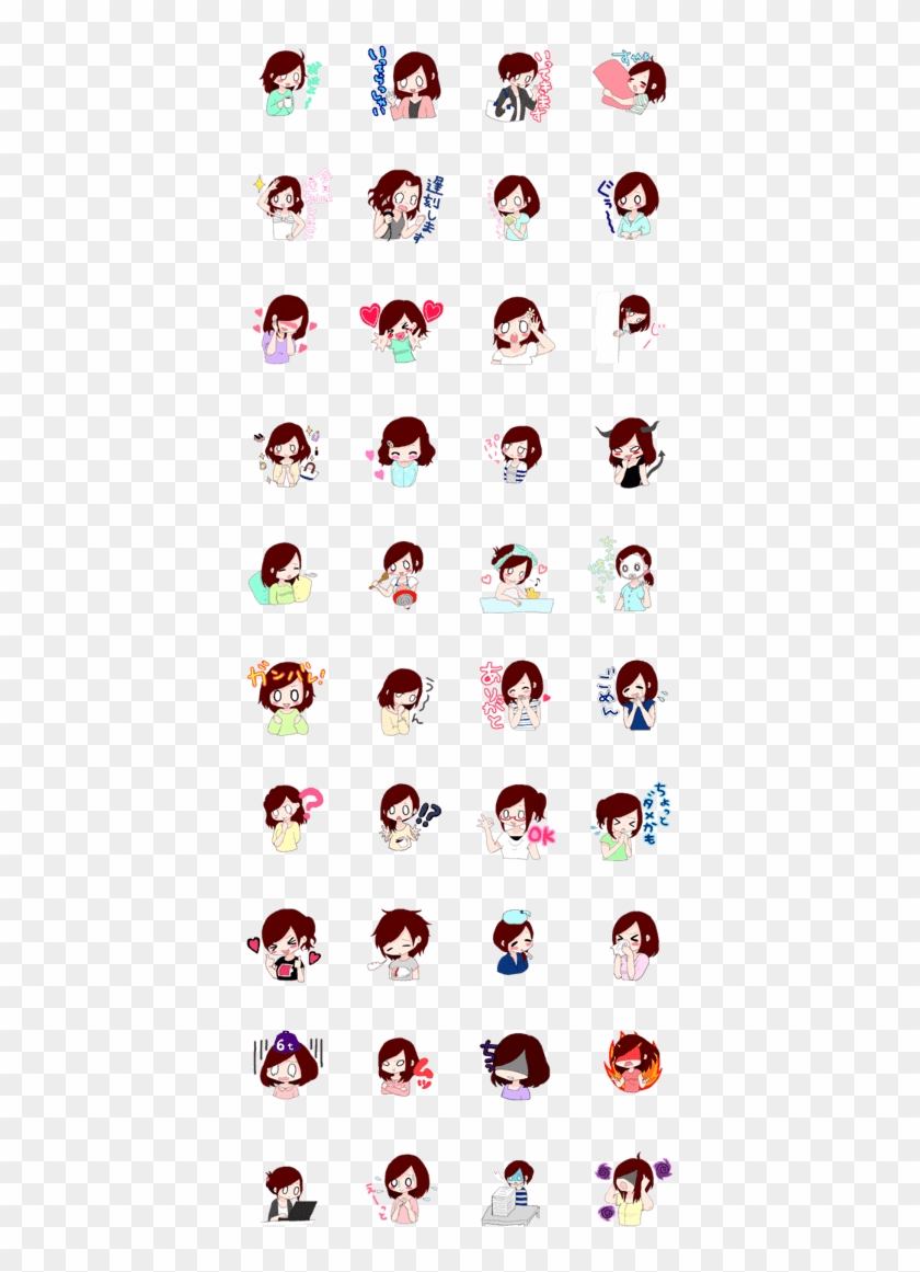 Download Chibi Girl Stickers , Png Download - Cute Girl Line Sticker ...