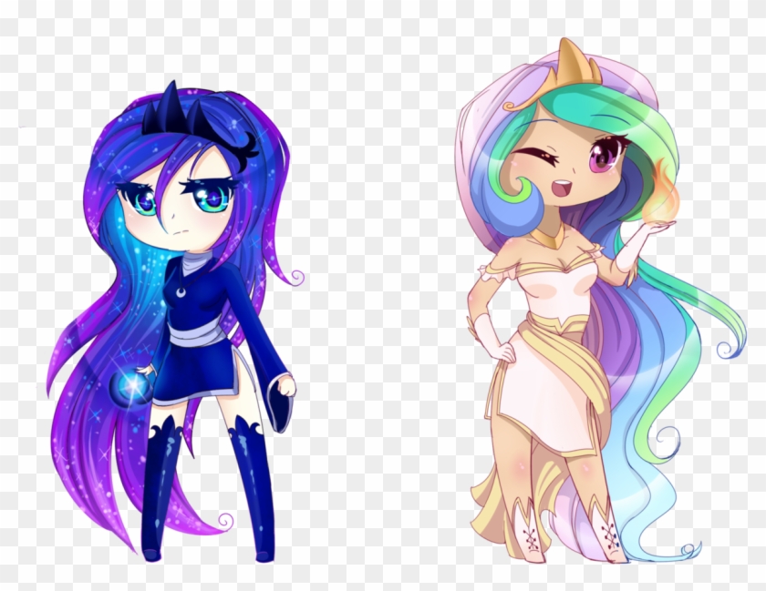 Drawn Curl Chibi - Celestia And Luna Chibi Clipart (#4836585) - PikPng