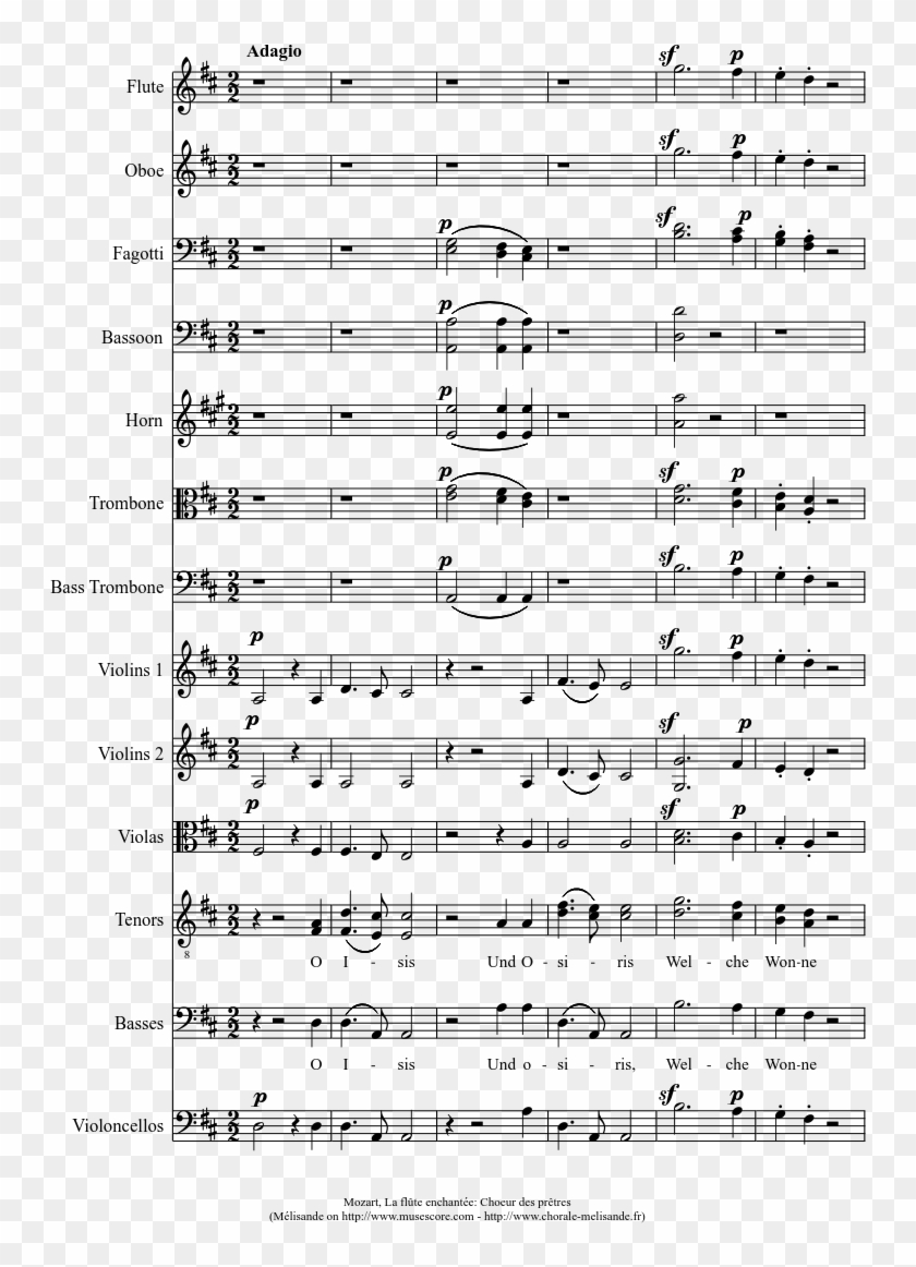 Mozart, Die Zauberflöte - Isis Und Osiris Bass Vocal Score Pdf Clipart ...