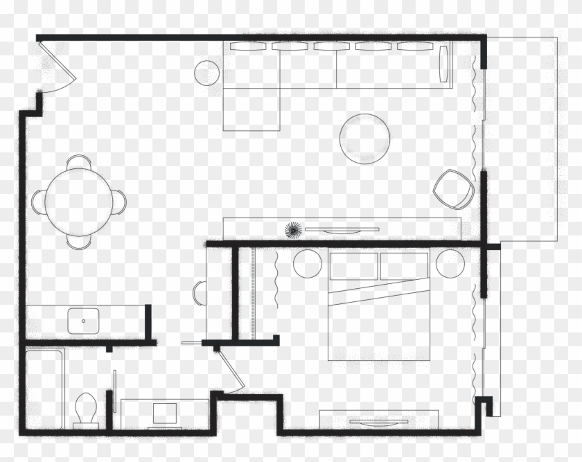 City View King Suite Floor Plan - Technical Drawing Clipart (#4870070 ...