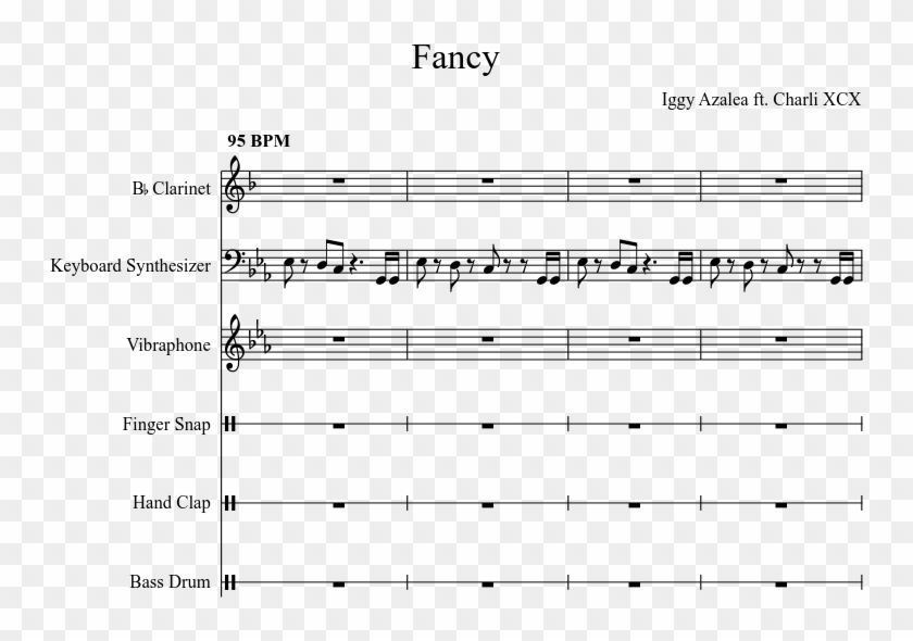 Fancy Sheet Music Composed By Iggy Azalea Ft - Sheet Music Clipart ...