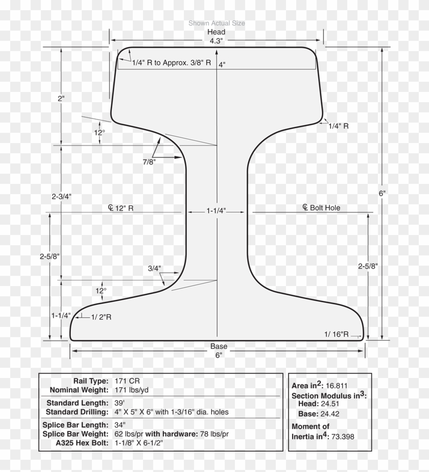29 24 Apr 2014 - 175 Lb Rail Profile Clipart (#5079240) - PikPng
